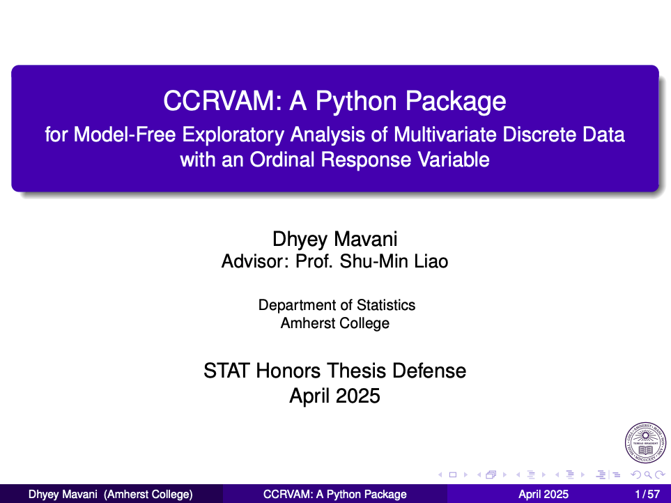 Statistics Thesis Defense - CCRVAM, A Python Package for Model-Free ...